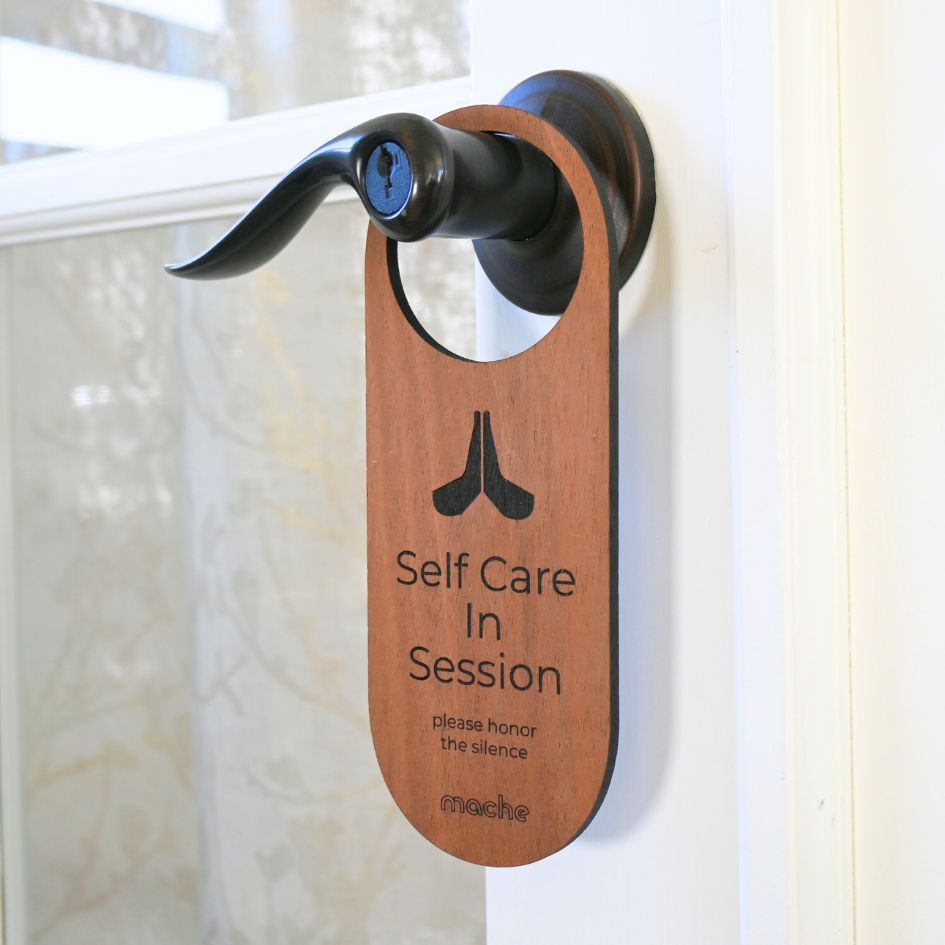 Self Care Signage | Self Care Space Wood Door Hanger | Privacy Signage ...