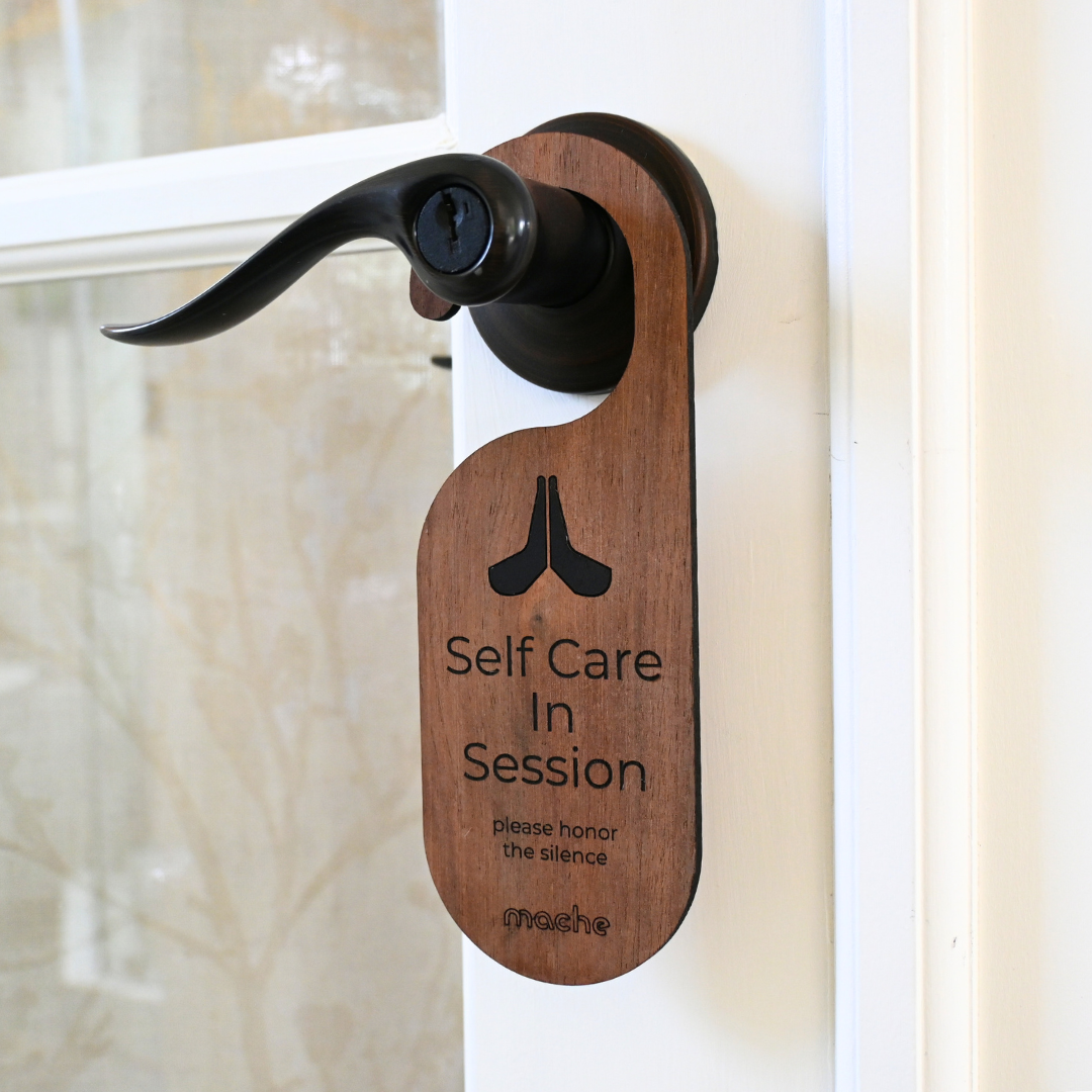 Self Care Signage | Self Care Space Wood Door Hanger | Privacy Signage