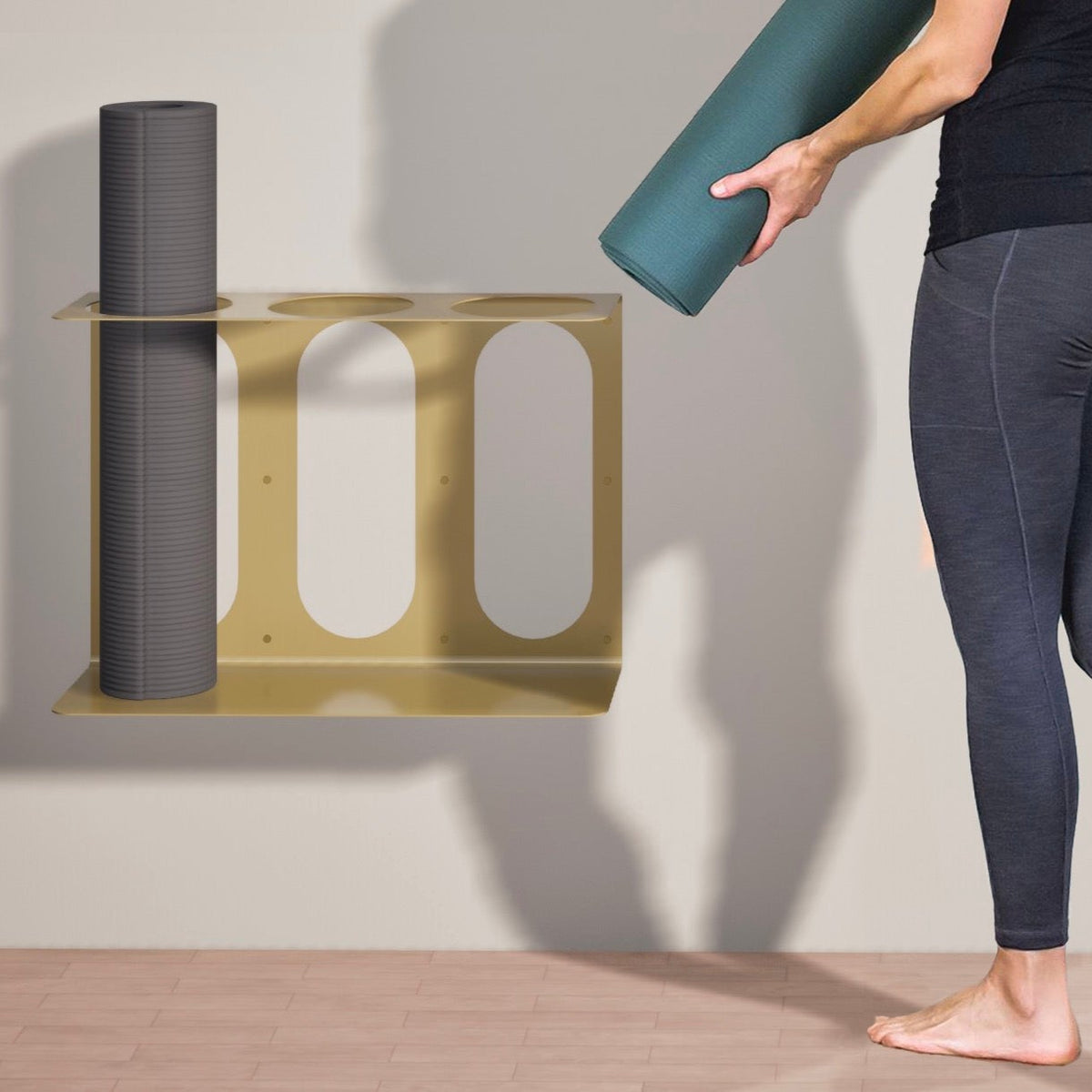 Floating Yoga Mat Holder Wall Bracket | Yoga Storage for Yoga Studios ...